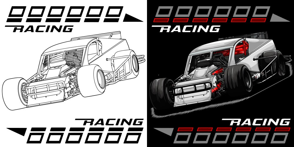 Grey drag racing car with black strip Royalty Free Vector
