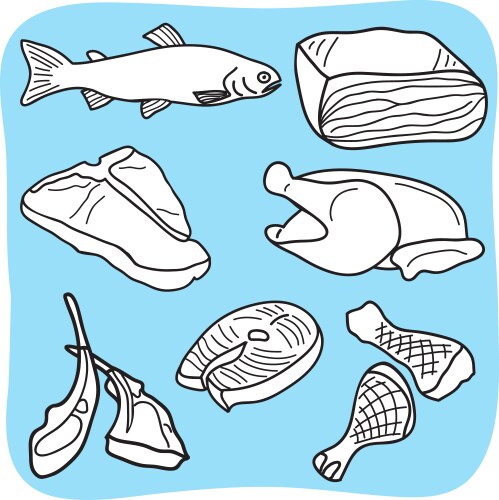 Meat and fish department isolated cartoon Vector Image