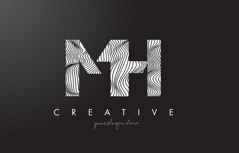 Mh m h brushed letter logo design with creative Vector Image