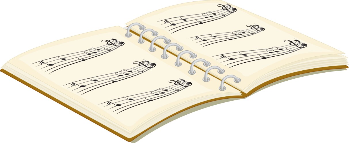 Open book with 3d papercut color music notes Vector Image