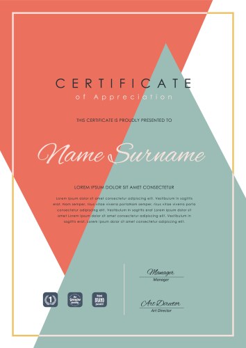 Innovation award certificate design with particle Vector Image