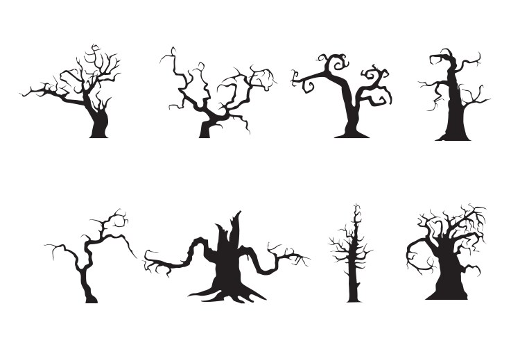 Scary tree halloween collection Royalty Free Vector Image