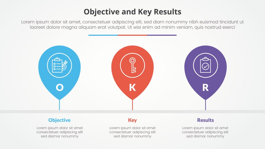 Okr Objectives And Key Results Framework Vector Image