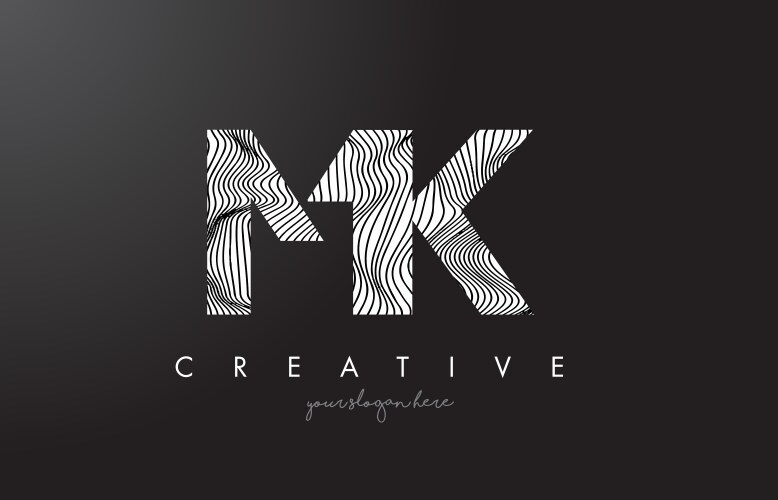 Mk m k letter modern logo design with yellow Vector Image