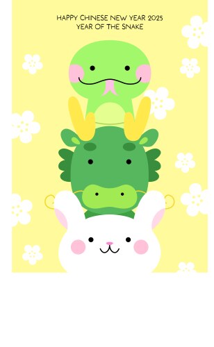 Chinese zodiac animals rabbit dragon and snake Vector Image