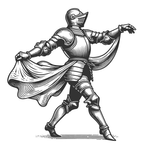 Dancing knight in armor engraving Royalty Free Vector Image