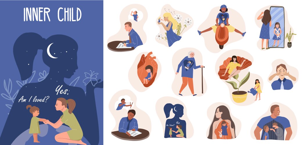 Animal portrait flat icon set Royalty Free Vector Image