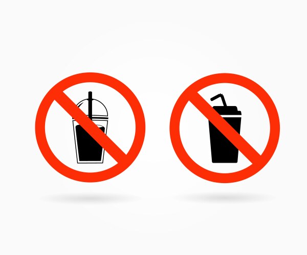 No plastic drink cup warning sign Royalty Free Vector Image
