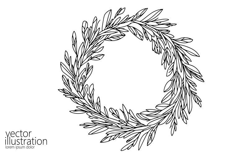 Christmas wreaths line drawing Vector Images & Graphics for Commercial ...