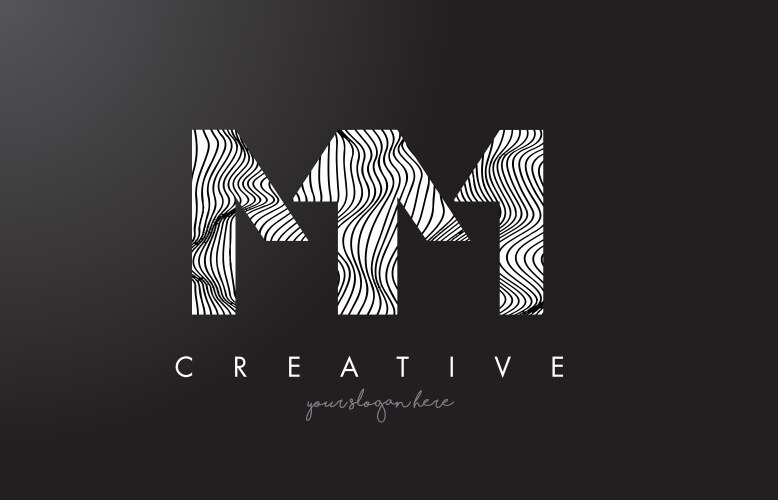 Mz m z letter logo with zebra lines texture Vector Image