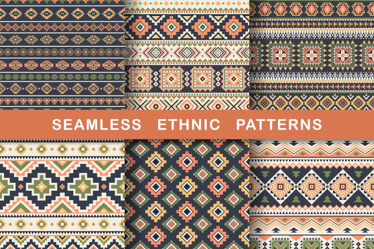 Ethnic ribbon patterns set Royalty Free Vector Image