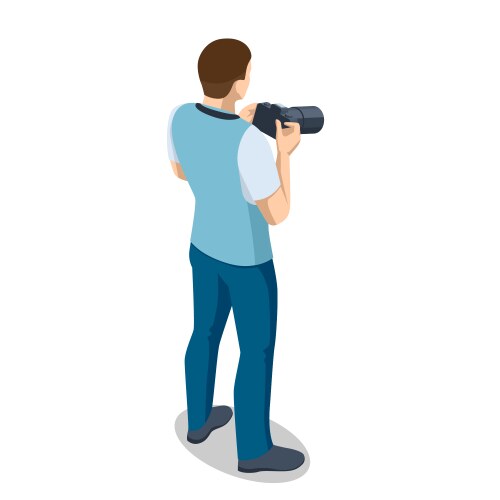Isometric man photographer with dslr camera Vector Image