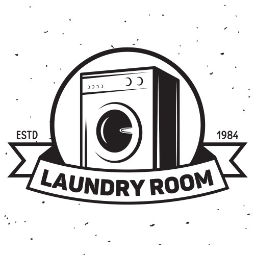 Laundry room label badge logo with hanger Vector Image