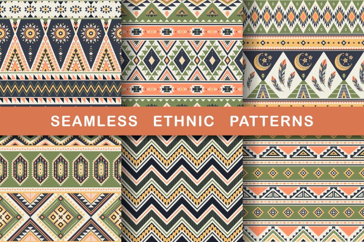 Ethnic ribbon patterns set Royalty Free Vector Image