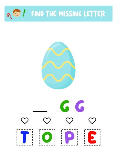 Find the missing letter easter eggs educational Vector Image