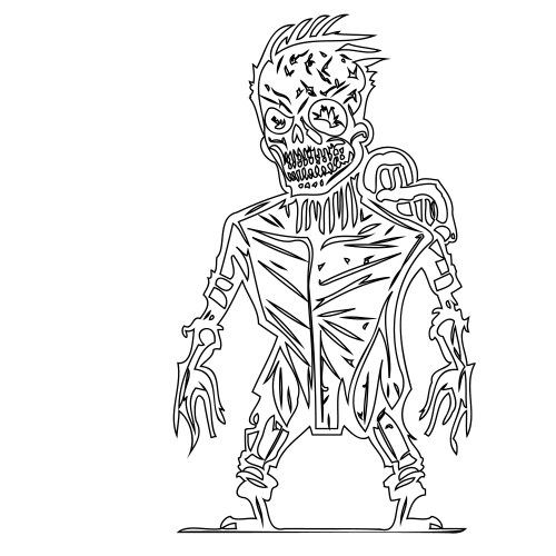 Zombie outline sketch Royalty Free Vector Image