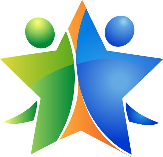 Teamwork support flower logo Royalty Free Vector Image