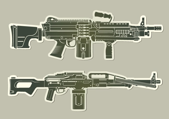 Machine guns sticker Royalty Free Vector Image