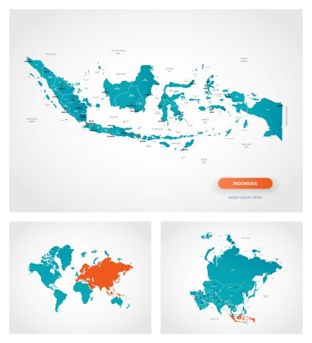 Indonesian map with animals and landmarks Vector Image