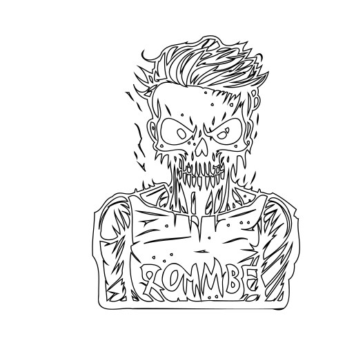 Zombie outline sketch Royalty Free Vector Image