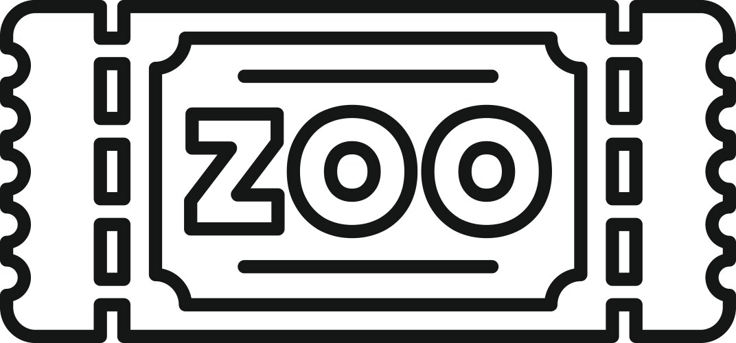 Black zoo ticket admitting access pass Royalty Free Vector