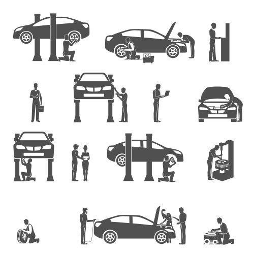 Mechanic workshop icons Royalty Free Vector Image