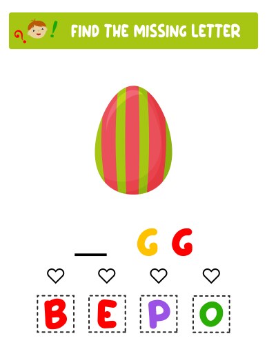 Find the missing letter easter eggs educational Vector Image