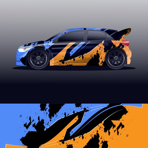 Blue car wrap design custom livery Royalty Free Vector Image