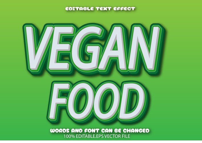 Fresh vegan editable text effect cartoon style Vector Image