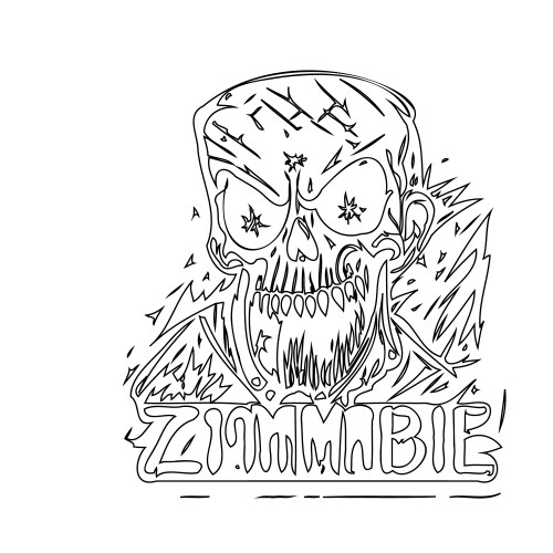 Zombie outline sketch Royalty Free Vector Image