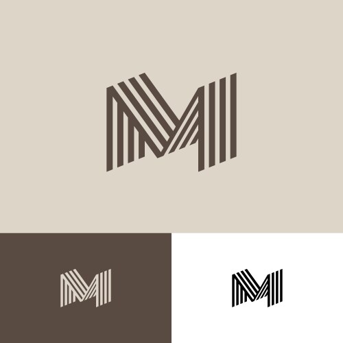 M monogram module build logo box letters Vector Image
