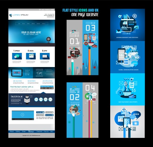 One page website flat ui design template Vector Image