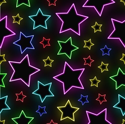 Neon star geometric seamless pattern Royalty Free Vector