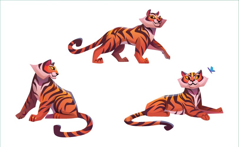 Cute baby tiger character sleep and peep Vector Image