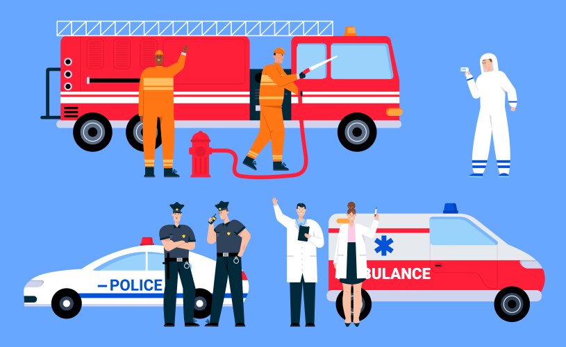 Emergency rescue team help people cartoon Vector Image
