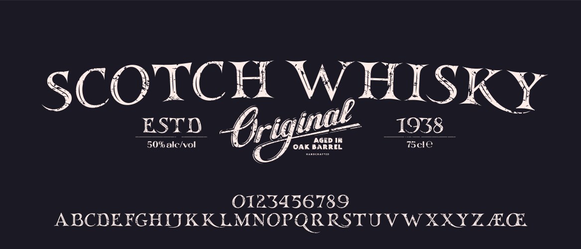 Vintage serif font with decoration Royalty Free Vector Image