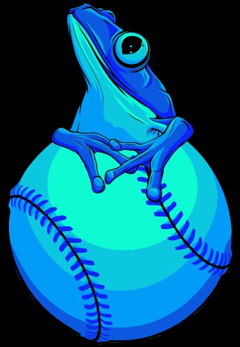 Cartoon frog in baseball uniform holding ball Vector Image