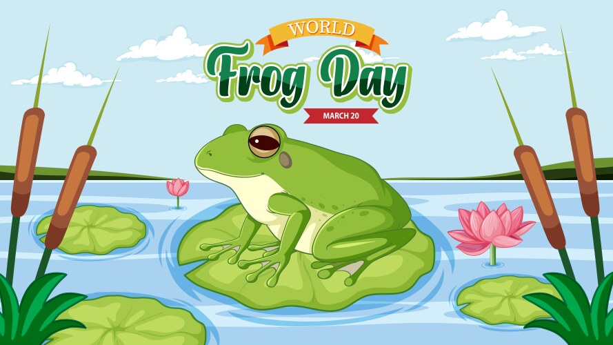 Graphic of a frog celebrating world day Royalty Free Vector
