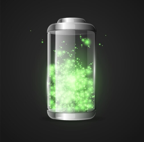 Battery on black background Royalty Free Vector Image
