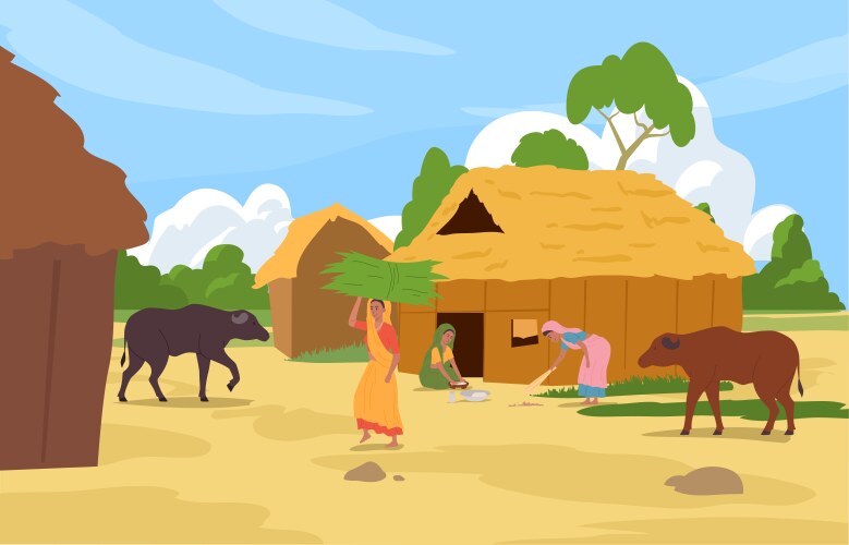 Indian harvesting background rural farmer working Vector Image