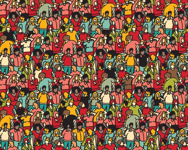 Big crowd of people seamless pattern diversity Vector Image