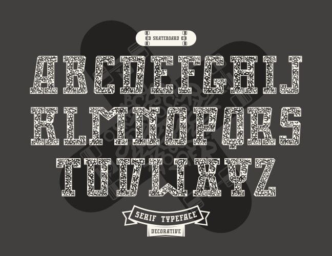 Calligraphic straight font letters on black Vector Image