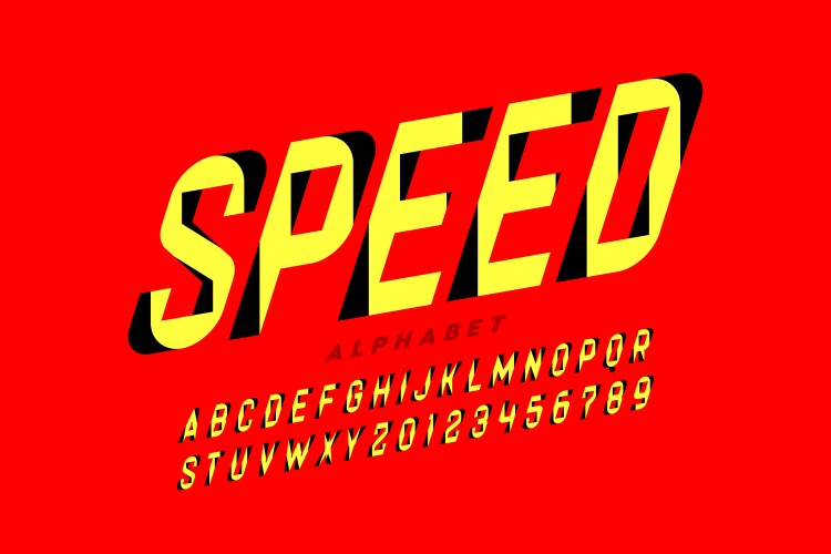 Speed style red fonts and numbers Royalty Free Vector Image