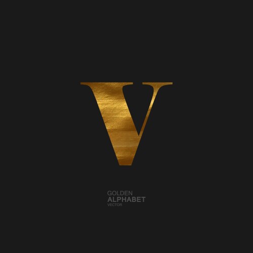 Golden font type letter v Royalty Free Vector Image