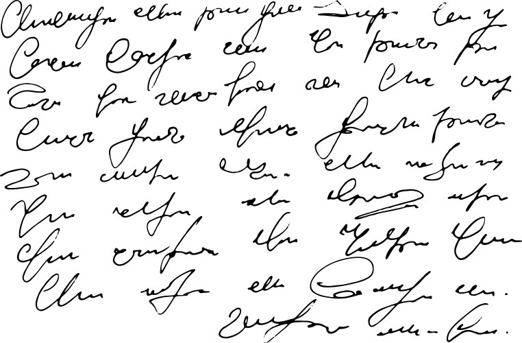 Unreadable handwritten text sweeping handwriting Vector Image