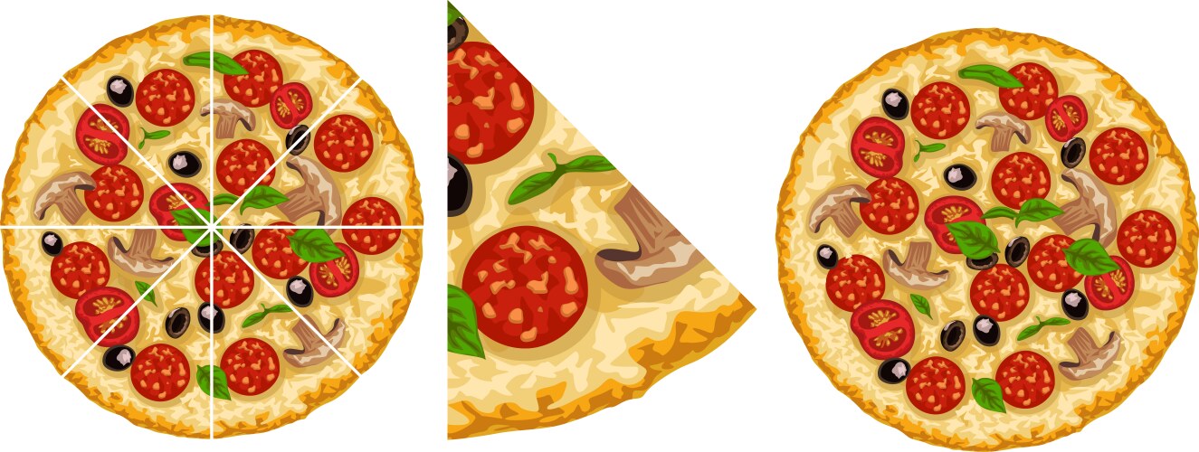 Pizza sliced on white Royalty Free Vector Image
