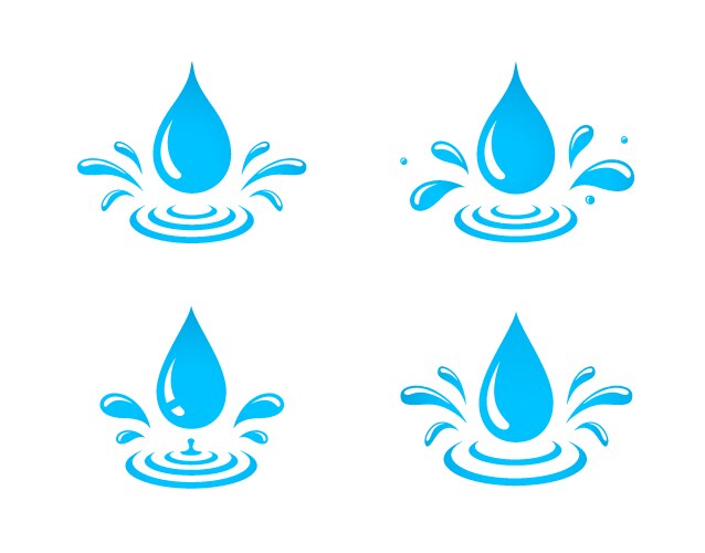 Blue water splash set splashing fluids Royalty Free Vector