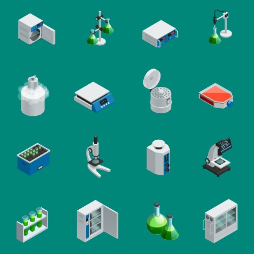 Isometric 3d chemical laboratory equipment Vector Image