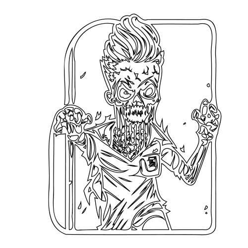 Zombie outline sketch Royalty Free Vector Image