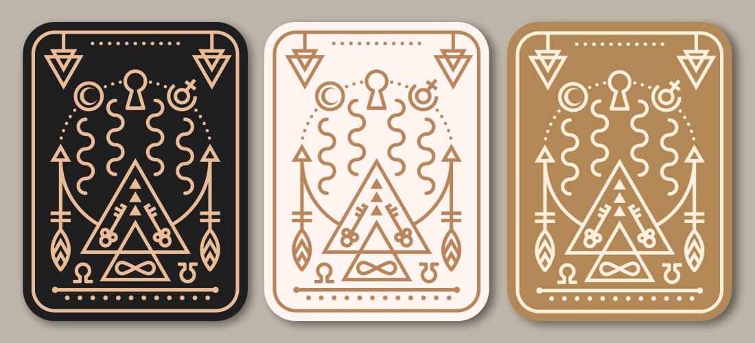 Esoteric symbols poster banner thin line Vector Image